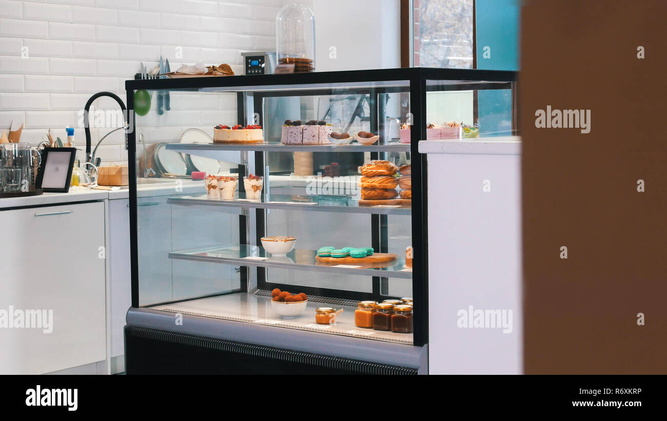 Bakery. A shop window full of sweets and desserts Stock Photo - Alamy