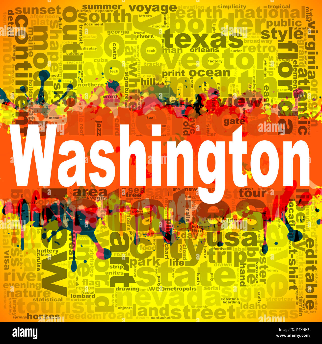 Washington word cloud design Stock Photo - Alamy