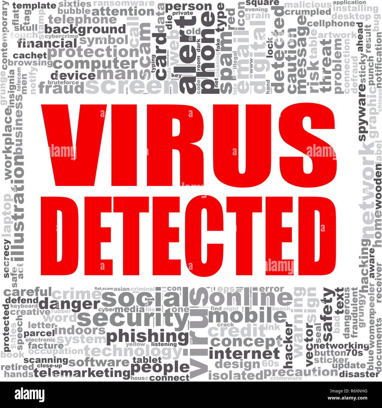 Virus detected word cloud Stock Photo - Alamy