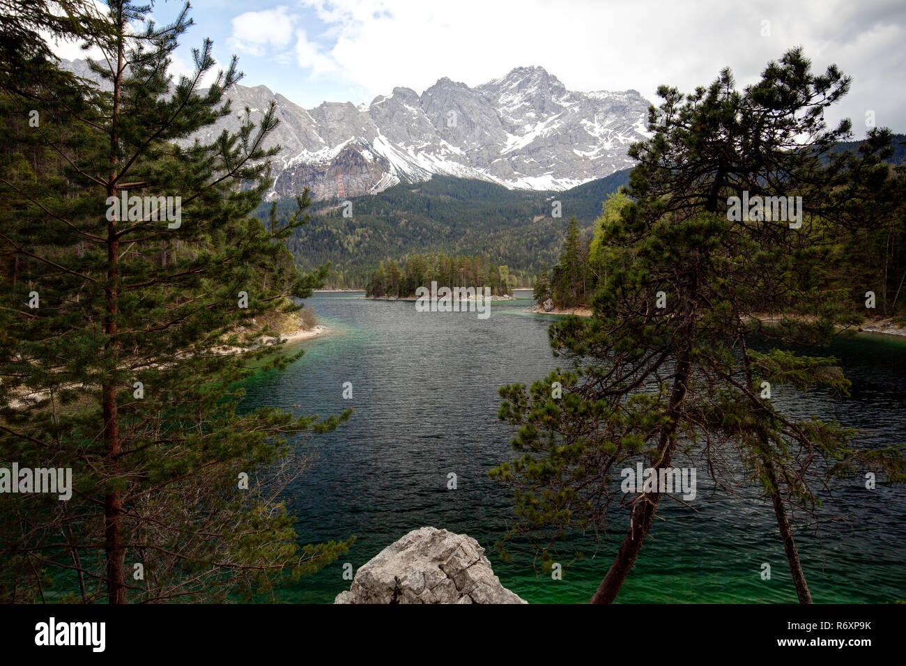 eibsee in spring with a view of the zugspitze Stock Photo - Alamy