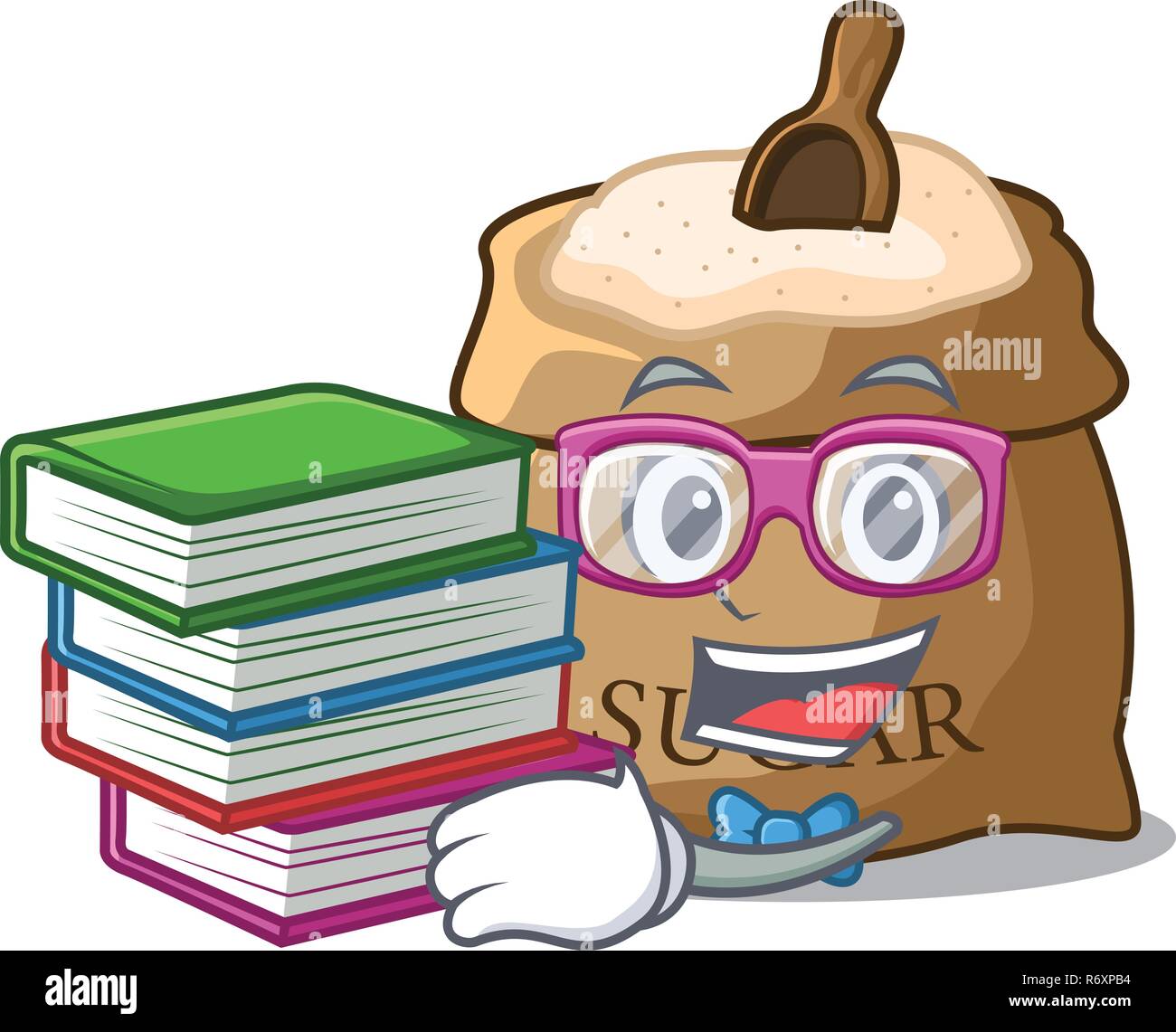 Student with book sugar in bowl isolated on cartoon Stock Vector Image ...