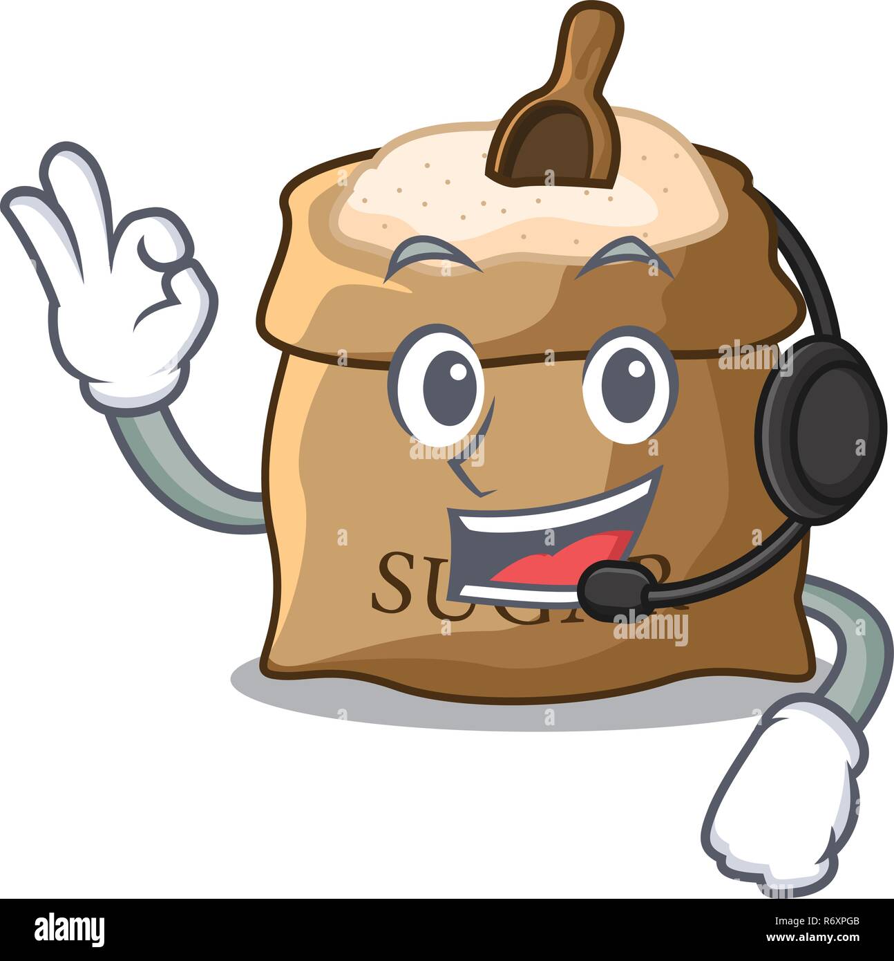 With headphone sugar in bowl isolated on cartoon Stock Vector Image ...