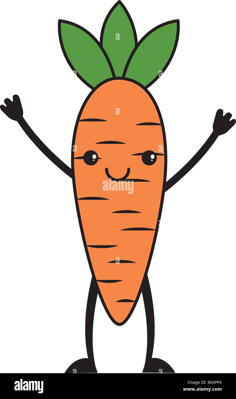 Kawaii Cute Carrot Cartoon Character Stock Vector Image And Art Alamy