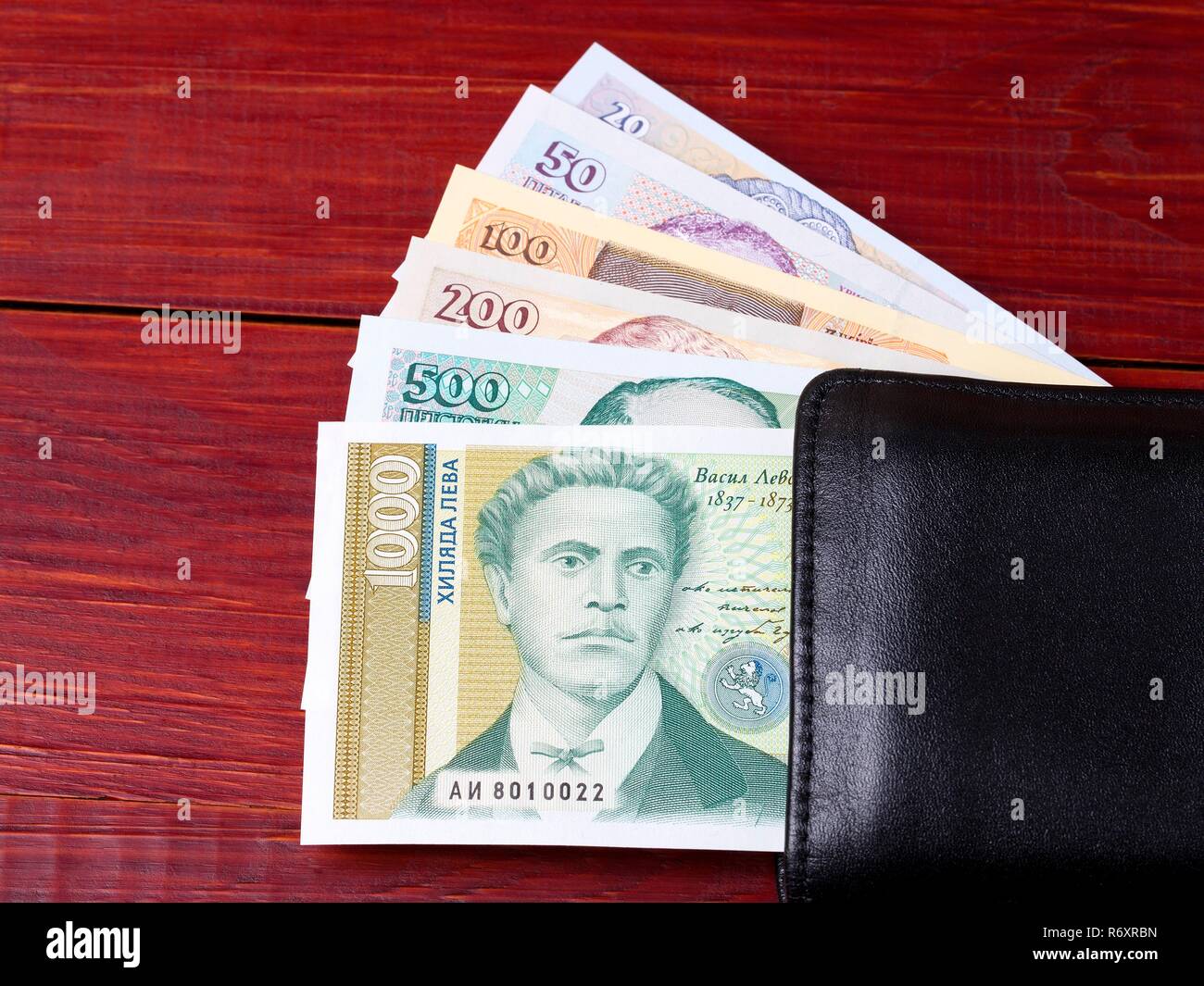 Bulgarian Lev In The Black Wallet Stock Photo Alamy