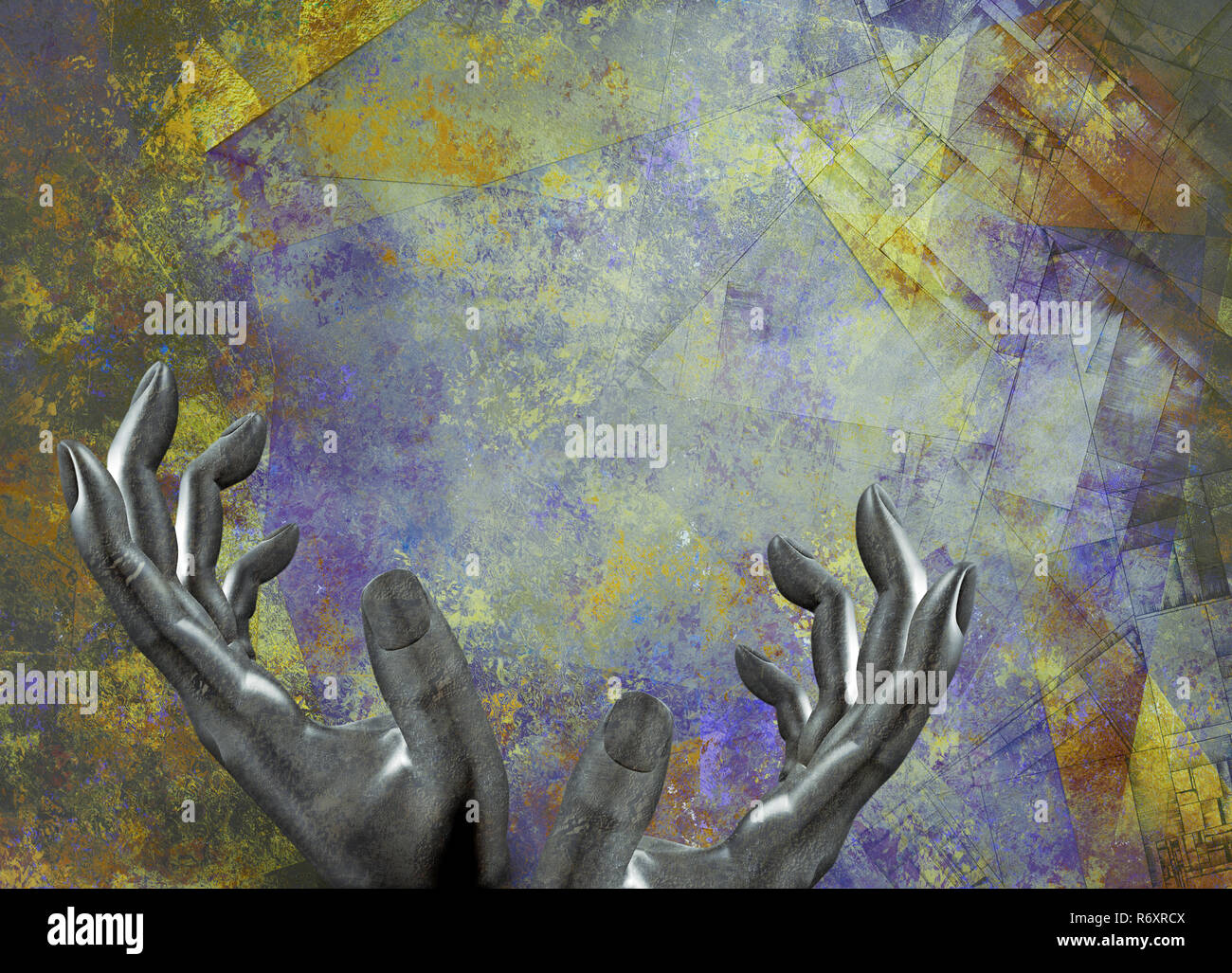 Abstract Painting. Stone human hands Stock Photo - Alamy