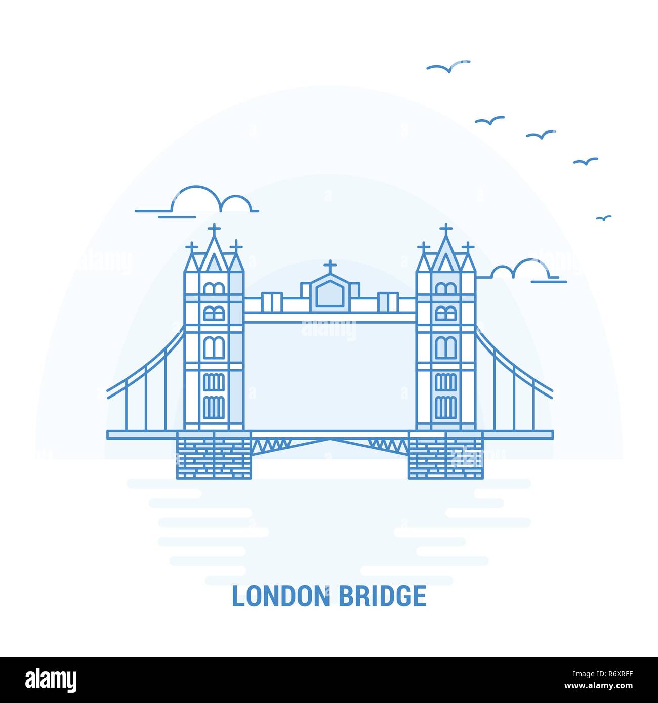 LONDON BRIDGE Blue Landmark. Creative background and Poster Template ...