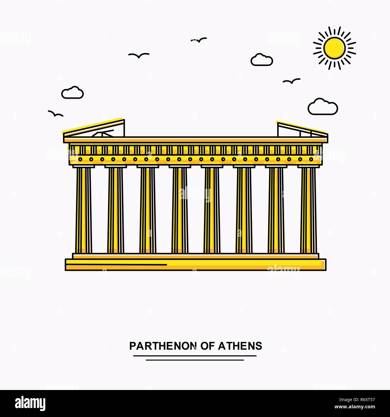 PARTHENON OF ATHENS Monument Poster Template. World Travel Yellow ...