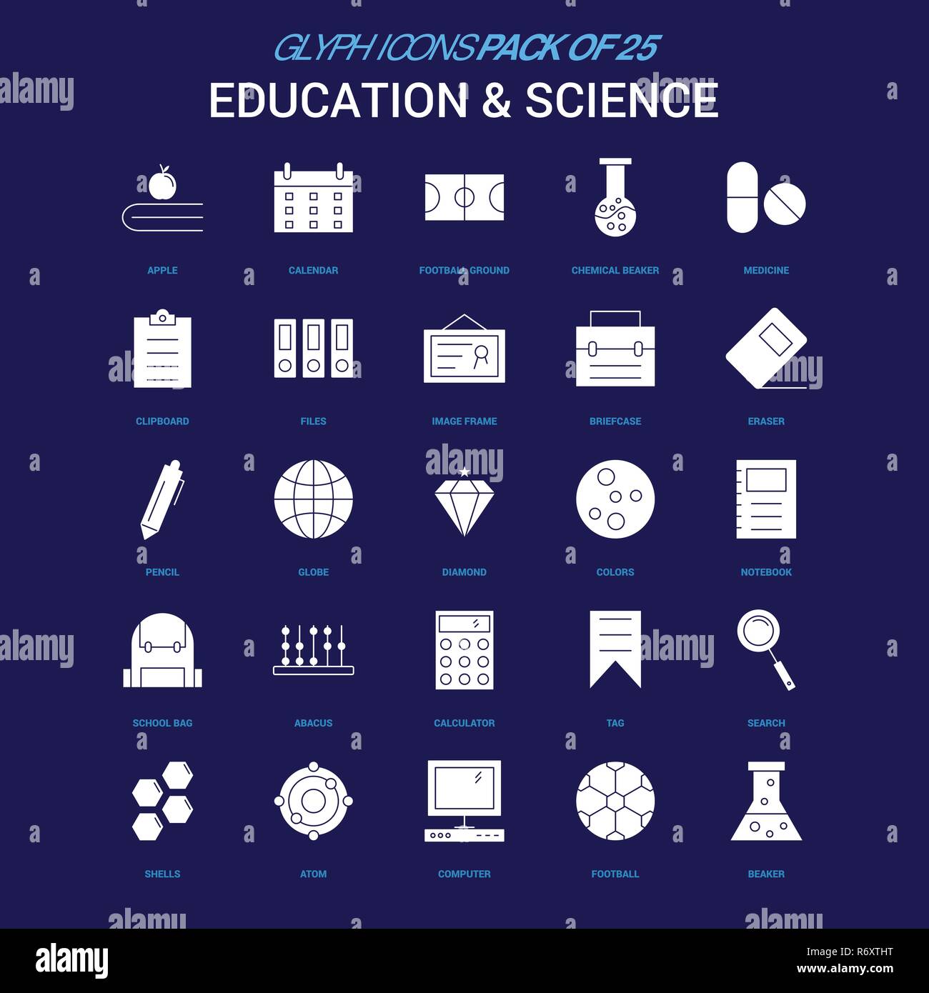 Education and Science White icon over Blue background. 25 Icon Pack ...