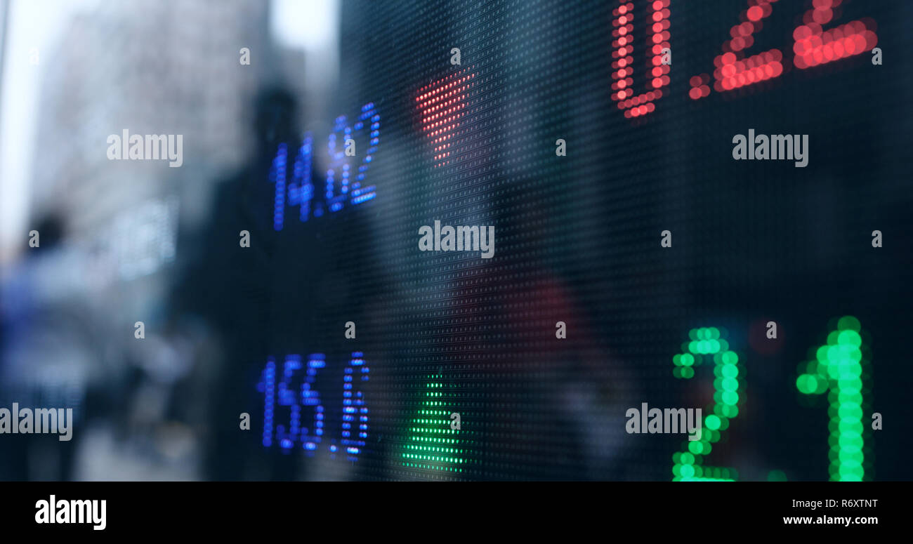 Stock market display showing index in city Stock Photo - Alamy