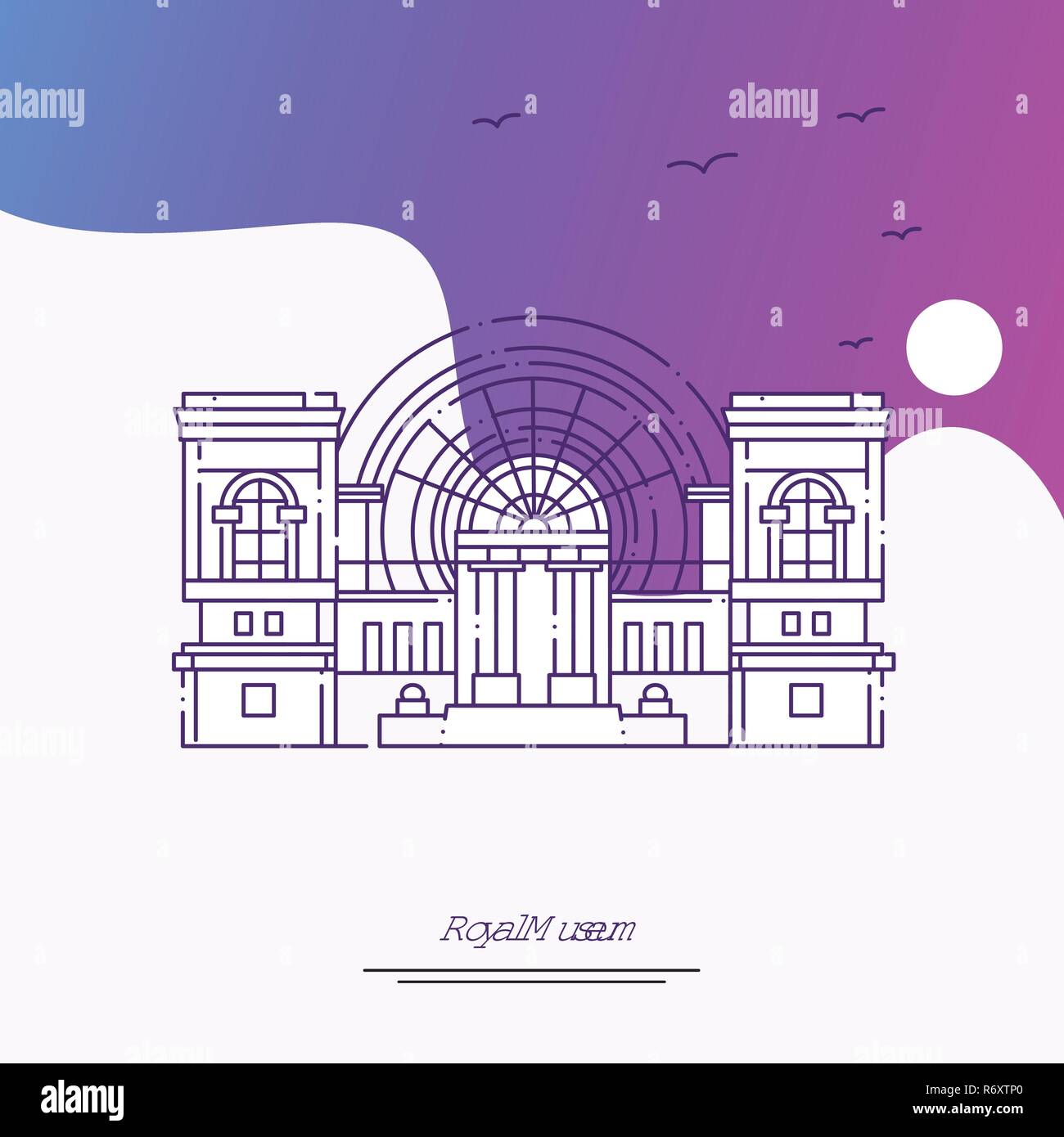 Travel ROYAL MUSEUM Poster Template. Purple creative background Stock ...