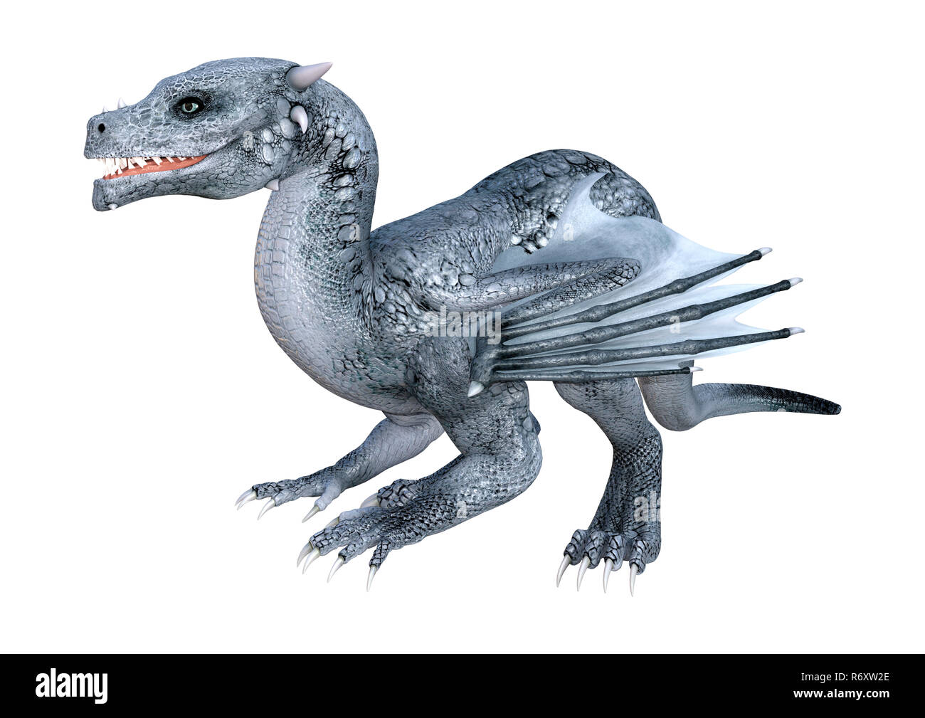 3D Rendering Fantasy Dragon Whelp on White Stock Photo - Alamy