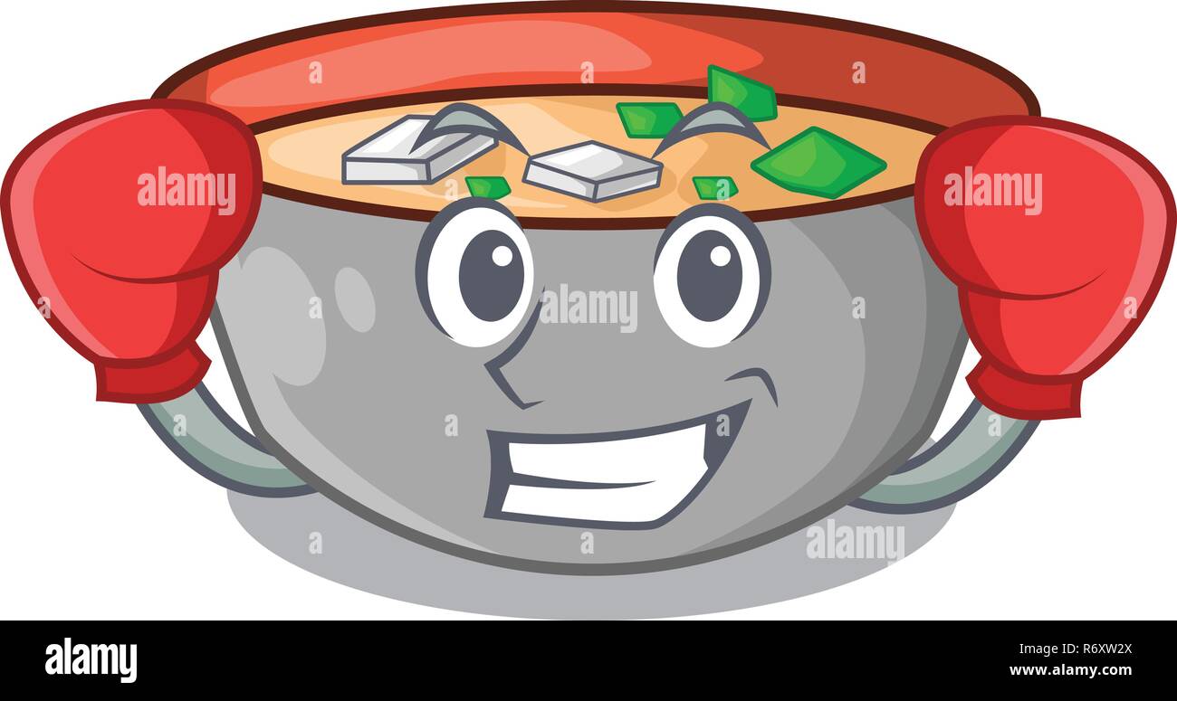 Boxing japanese miso soup in cartoon bowl Stock Vector Image & Art - Alamy
