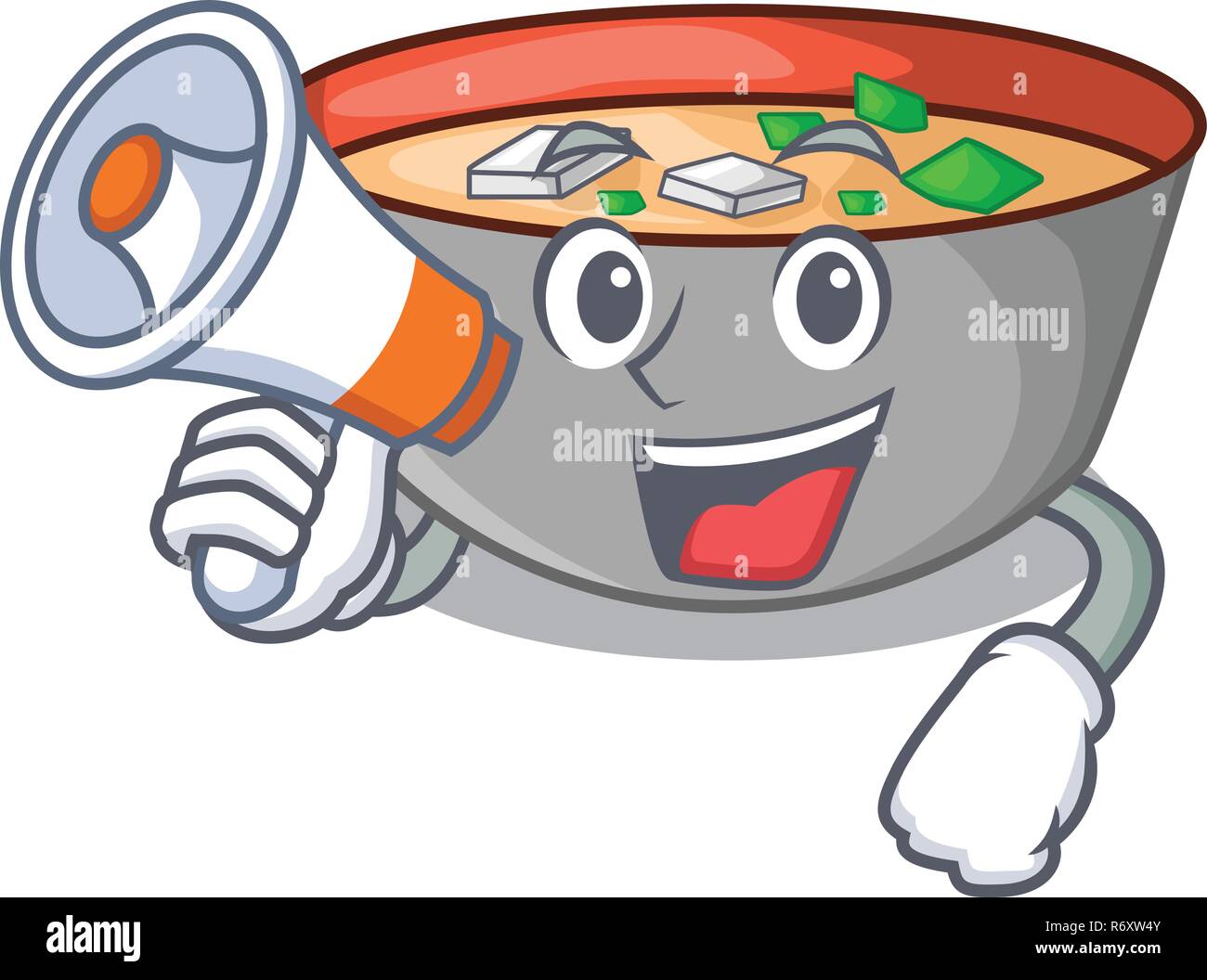 With megaphone japanese miso soup in cartoon bowl Stock Vector Image ...