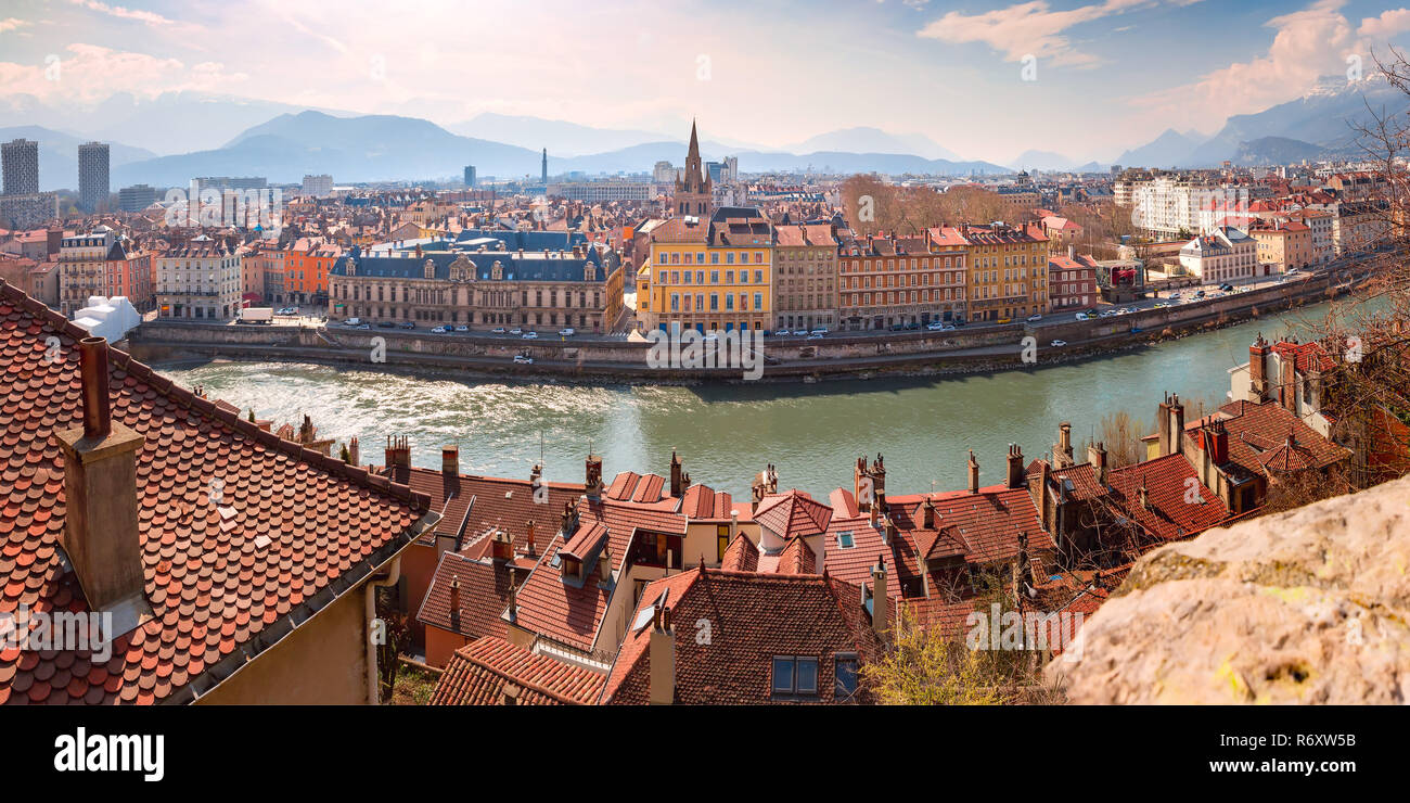 Panorama Old Town of Grenoble, France Stock Photo - Alamy