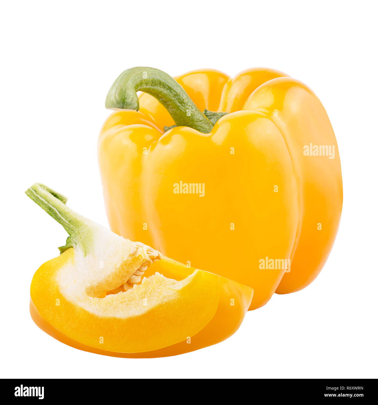 yellow sweet chilli on a white background Stock Photo - Alamy