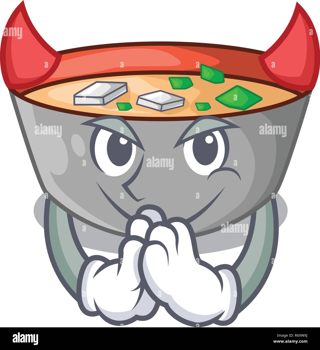 Devil miso soup bowl on table character Stock Vector Image & Art - Alamy