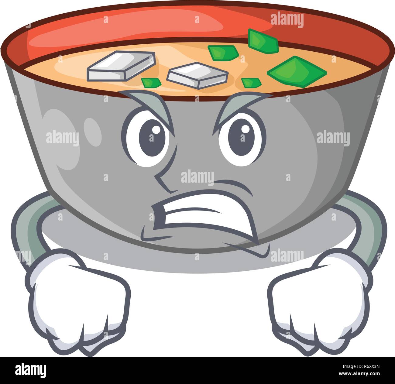 Angry miso soup bowl on table character Stock Vector Image & Art - Alamy