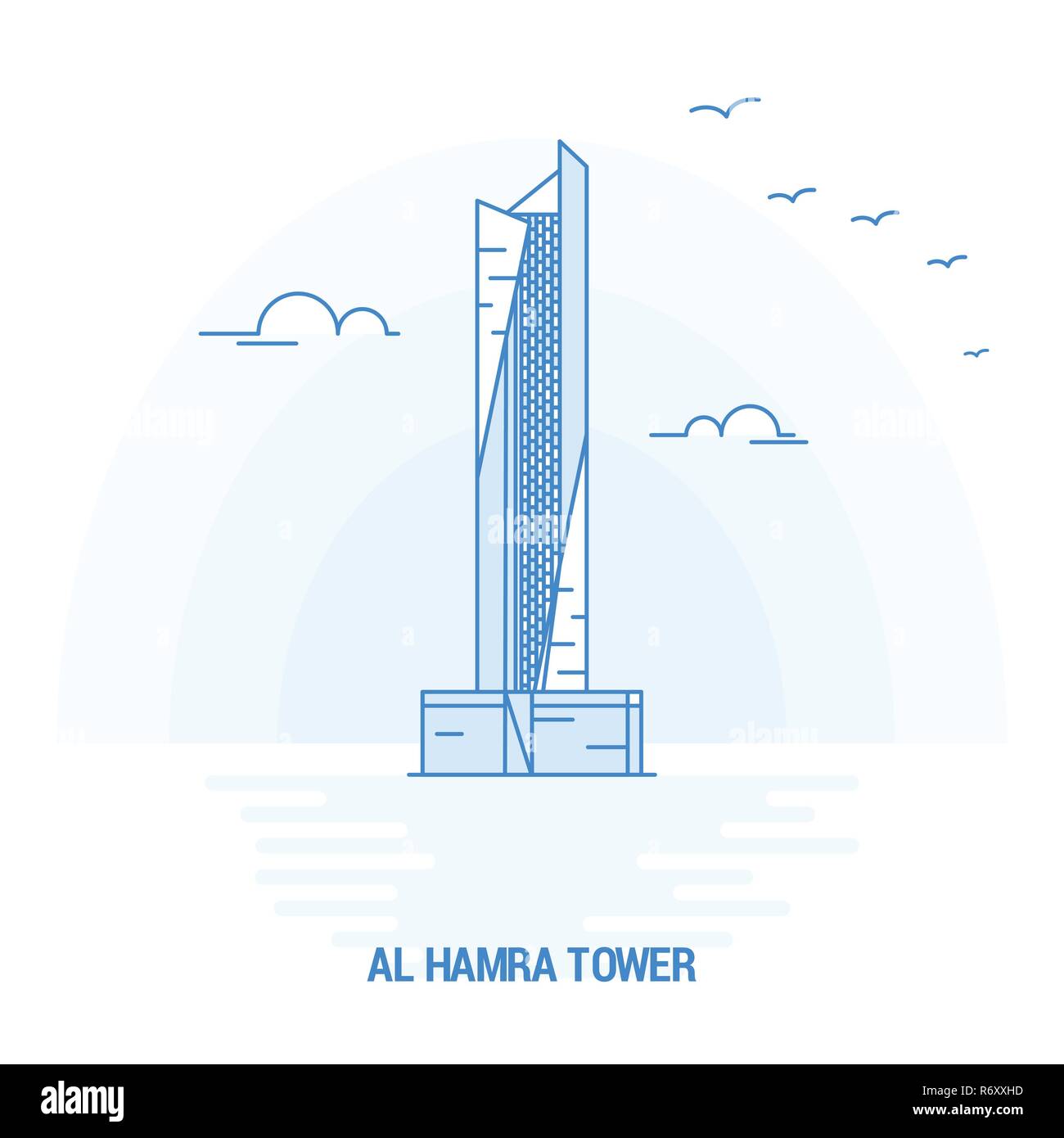 AL HAMRA TOWER Blue Landmark. Creative background and Poster Template ...