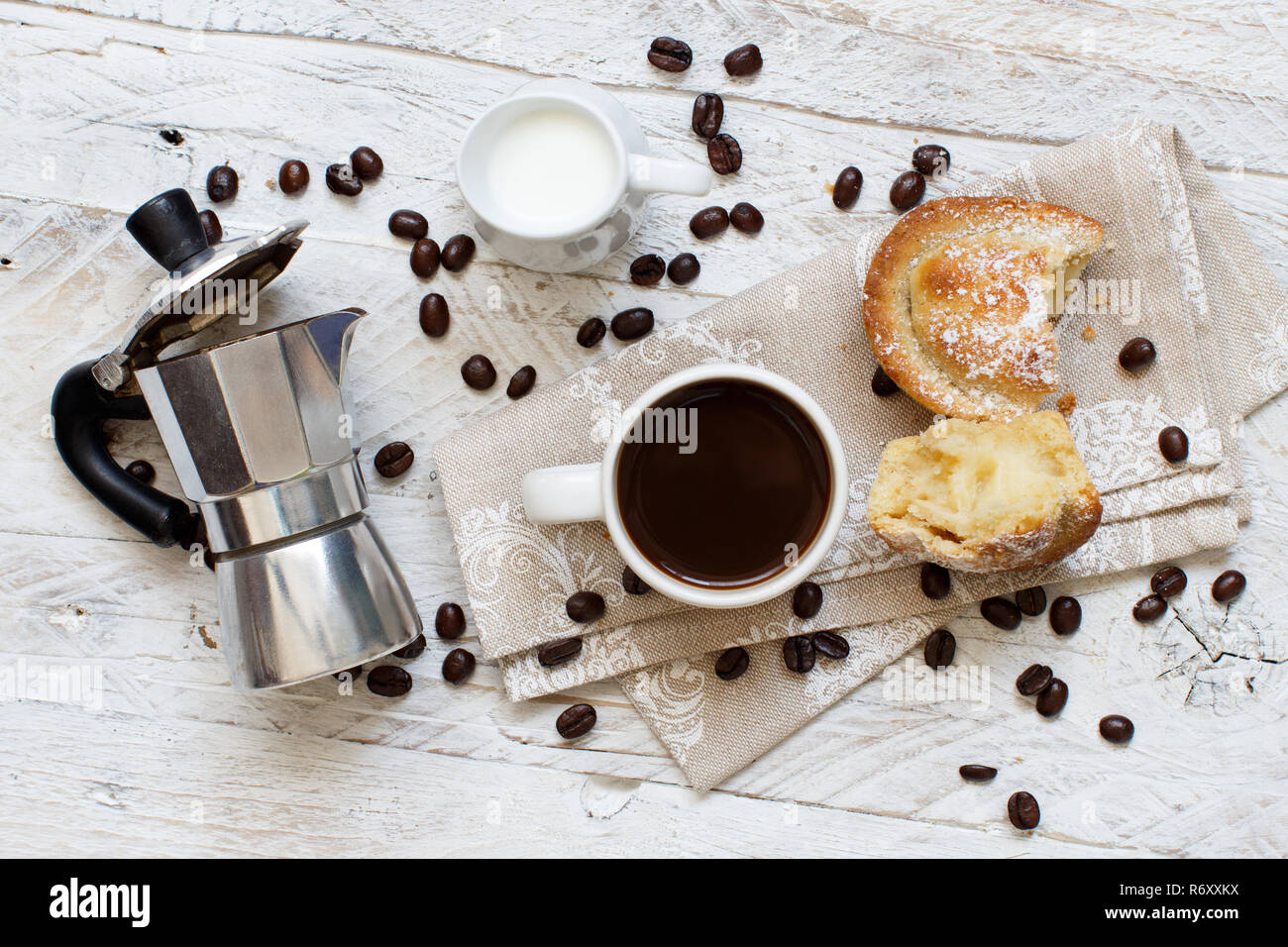 Italian coffee set for breakfast Stock Photo - Alamy
