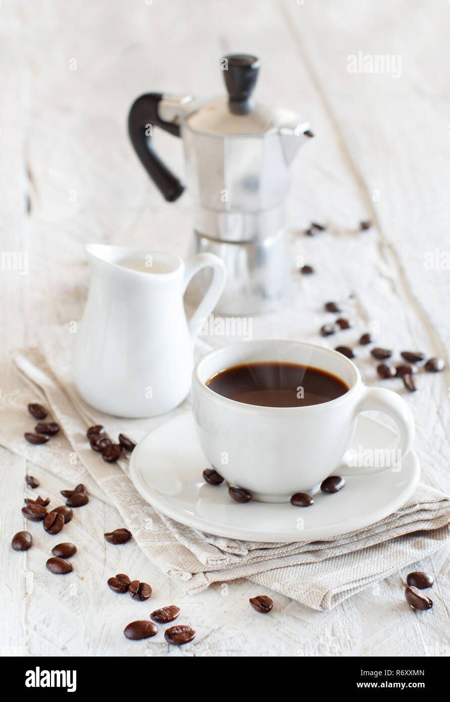 Italian coffee set for breakfast Stock Photo - Alamy