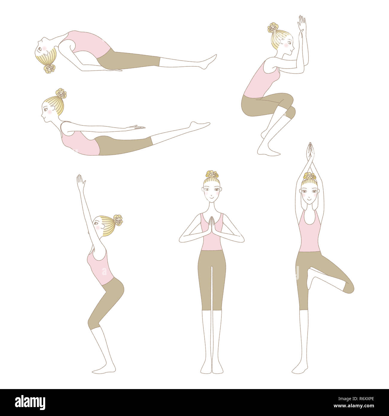 Set of yoga poses isolated on white background Stock Photo - Alamy