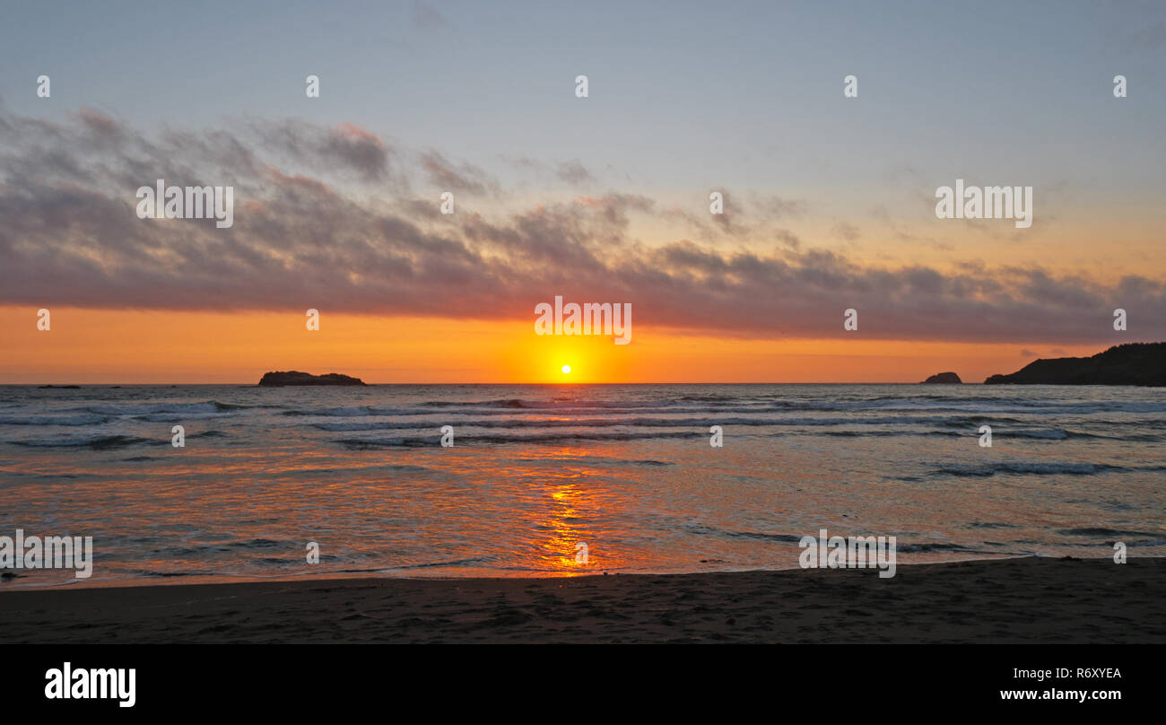Sunset on Trinidad Beach in Northern California Stock Photo - Alamy