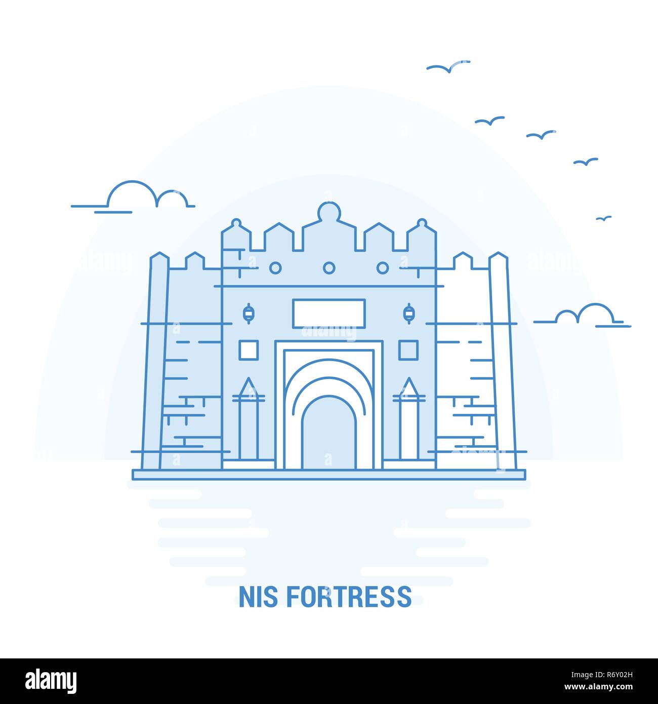 NIS FORTRESS Blue Landmark. Creative background and Poster Template ...