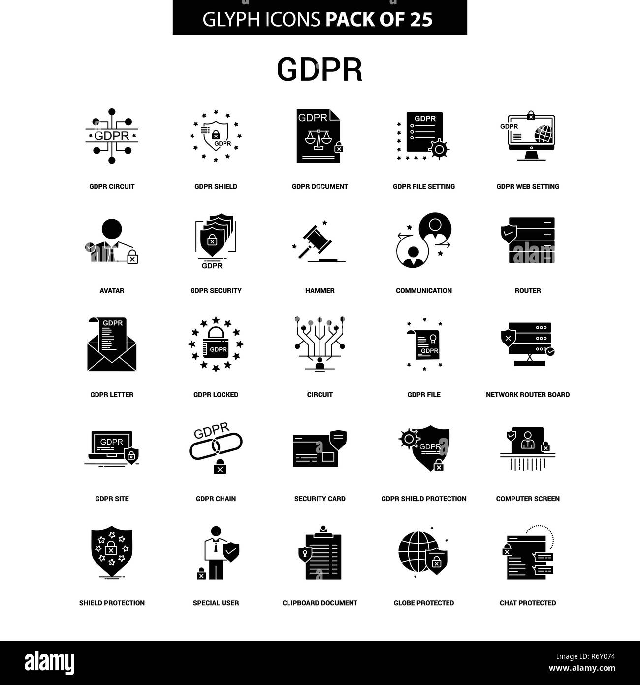 Gdpr icon vector Black and White Stock Photos & Images - Alamy