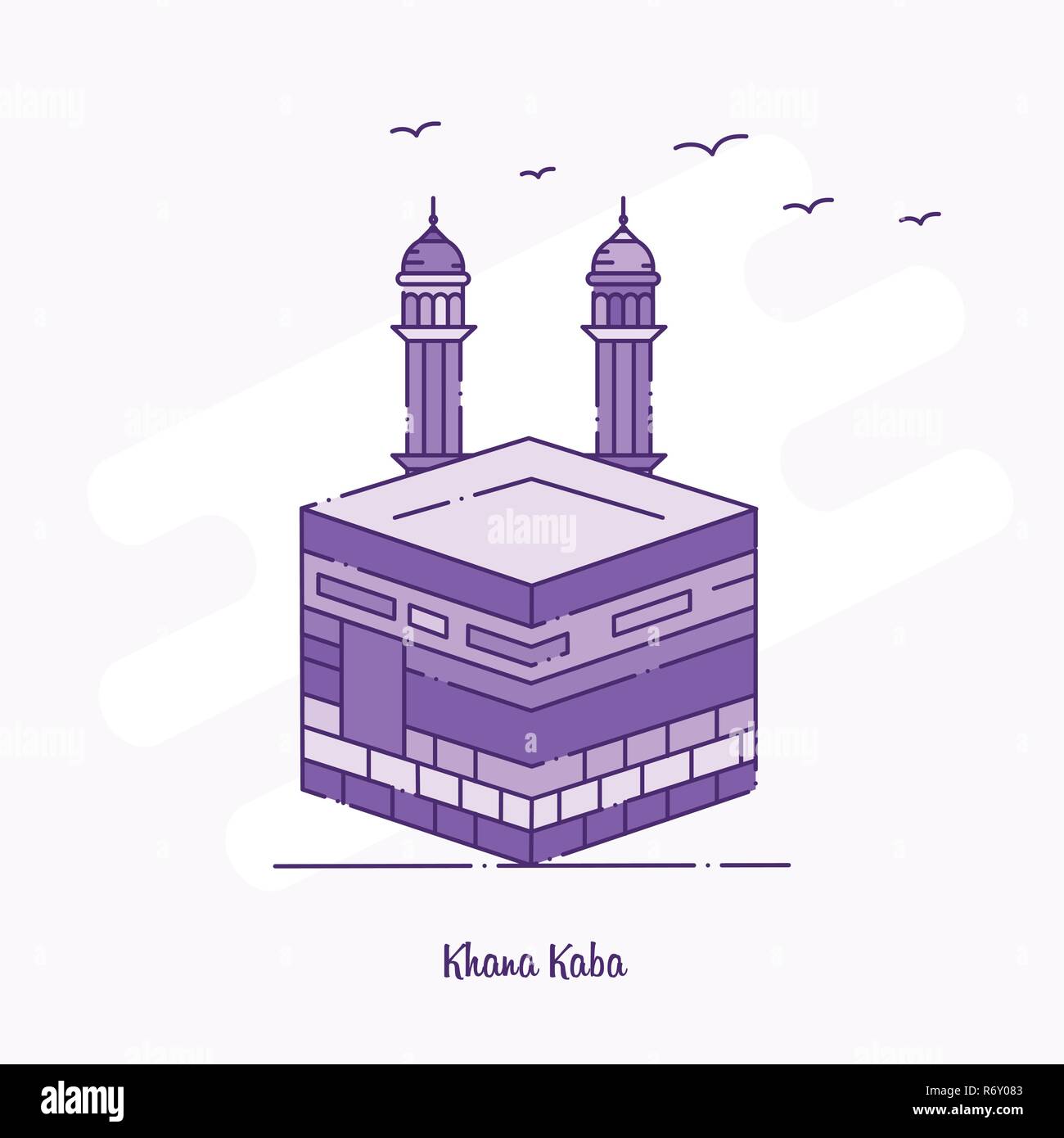 KHANA KABA Landmark Purple Dotted Line skyline vector illustration ...