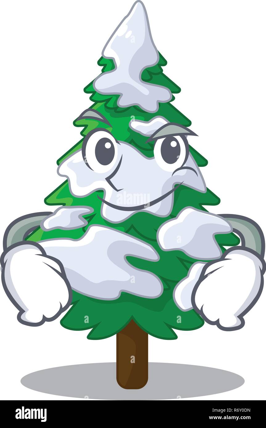 Smirking firs with snow on character tree Stock Vector Image & Art - Alamy
