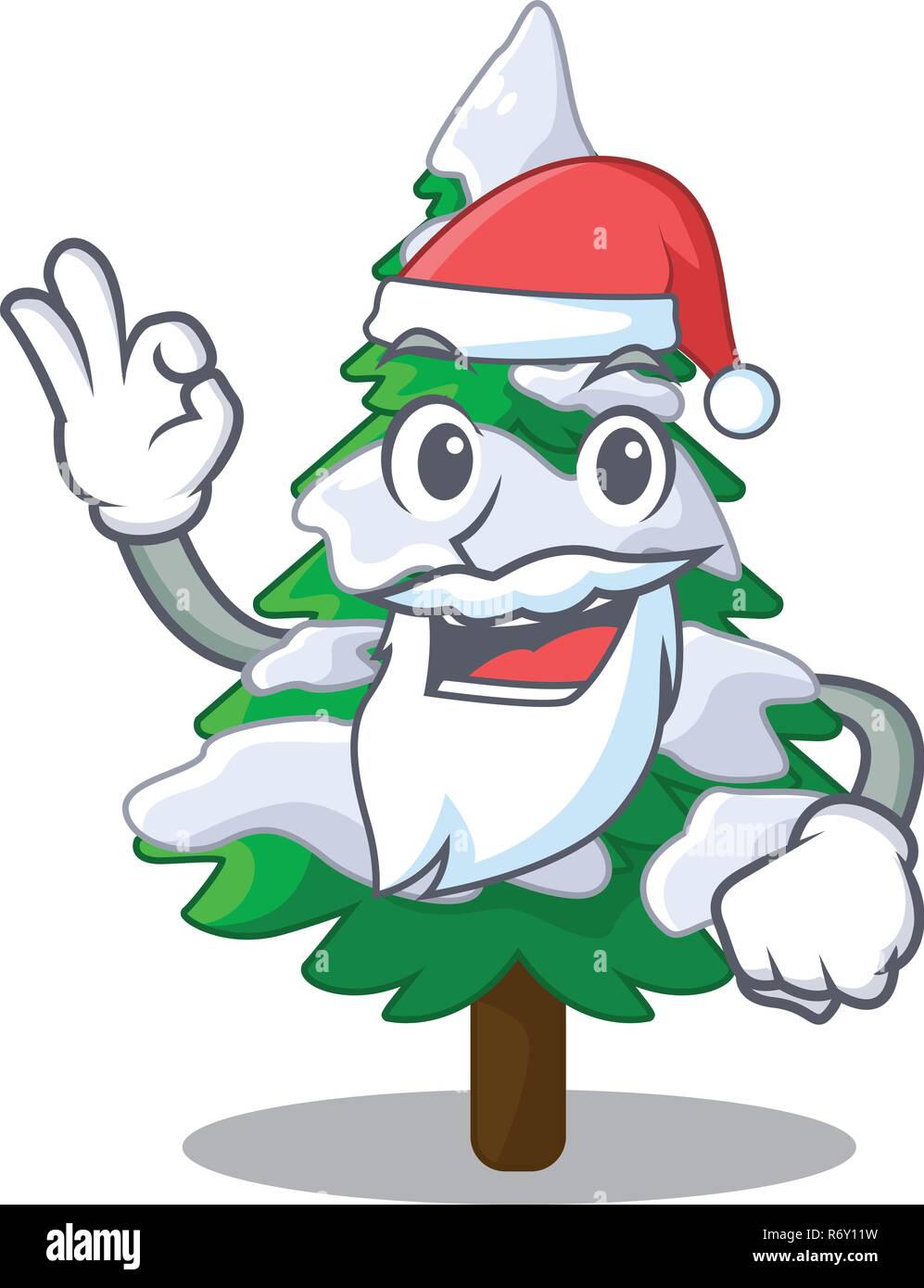 Santa fir with snow christmas tree cartoon Stock Vector Image & Art - Alamy