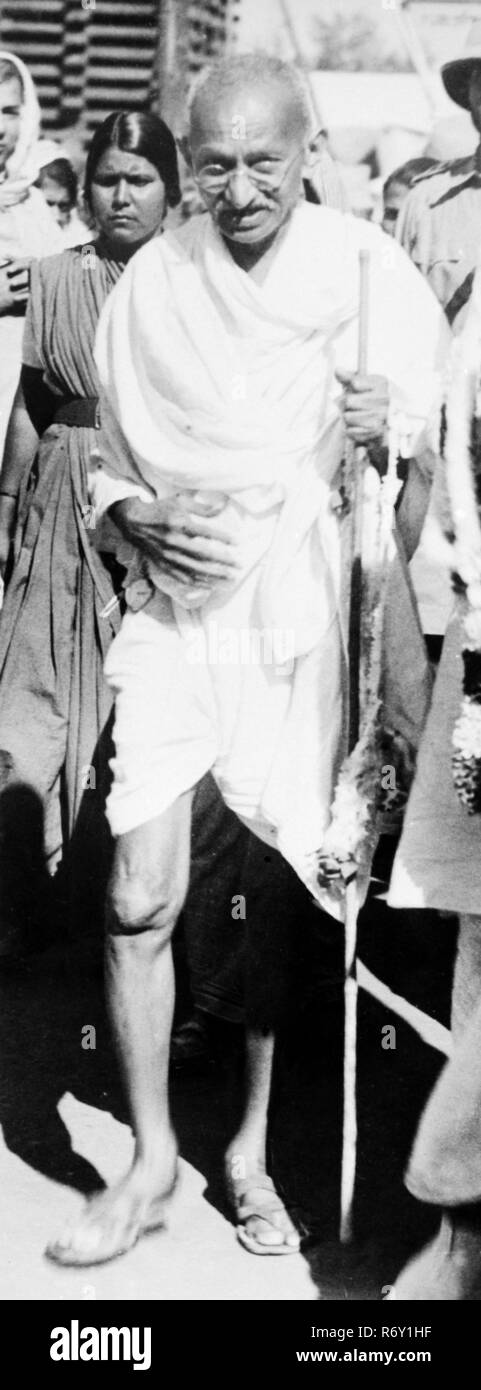 Mahatma Gandhi Standing With Stick