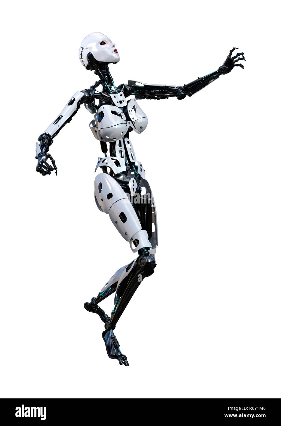 3D Rendering Female Robot on White Stock Photo - Alamy