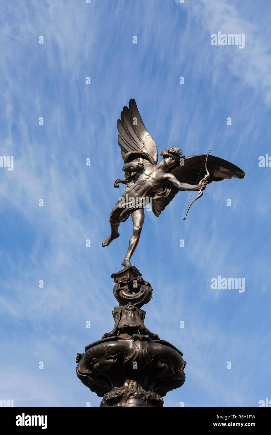 Shaftesbury Memorial Fountain, statue of a mythological figure Anteros ...