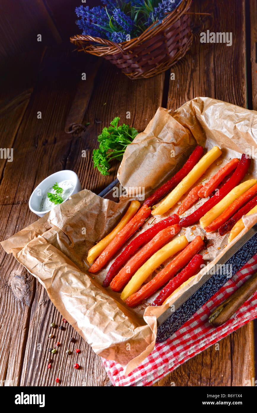 colorful vegetable fries from the oven Stock Photo - Alamy