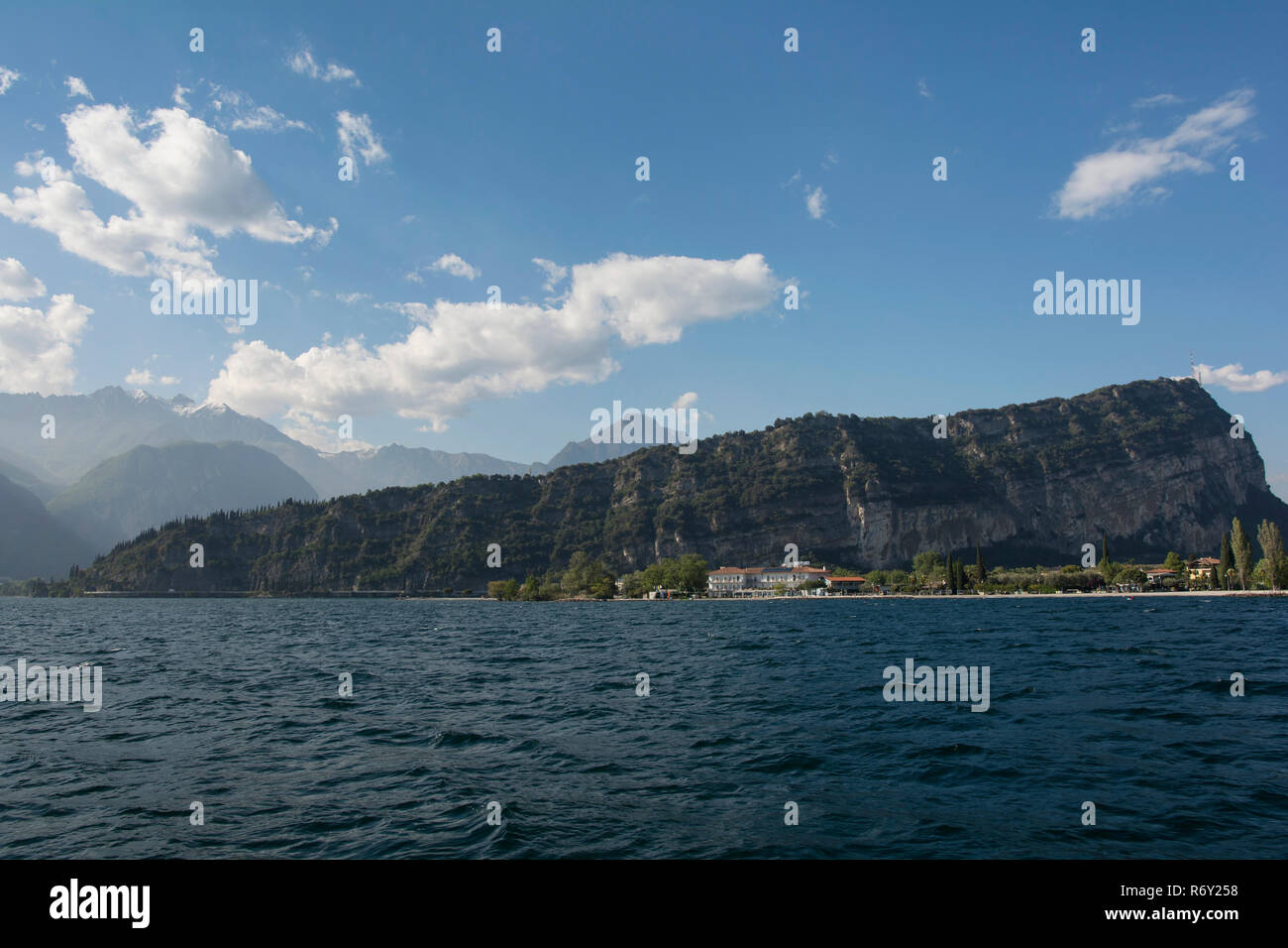 View of Torbole sul Garda from the ferry, Lake Garda, Italy Stock Photo ...