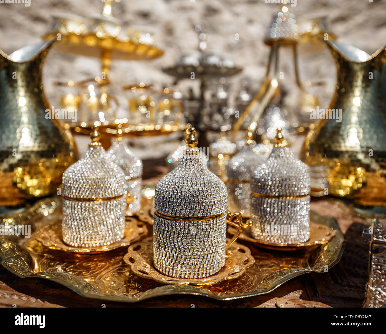 Turkish metal coffee cups Stock Photo - Alamy