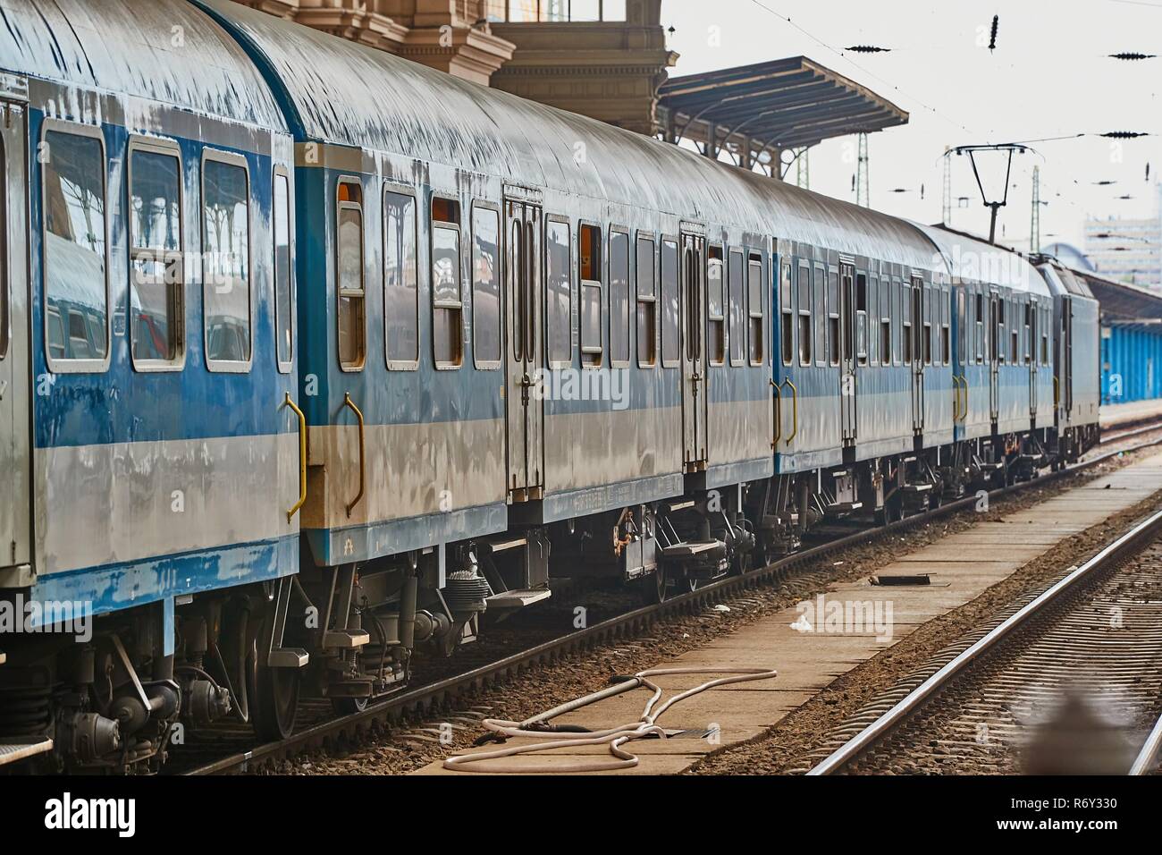 Railway station with passanger train Stock Photo - Alamy