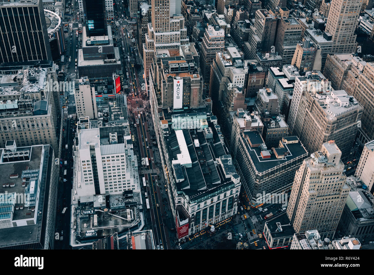 A bird's eye view of buildings in Midtown Manhattan, New York City ...