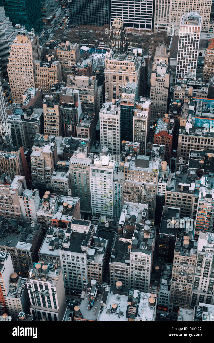 A bird's eye view of buildings in Midtown Manhattan, New York City ...