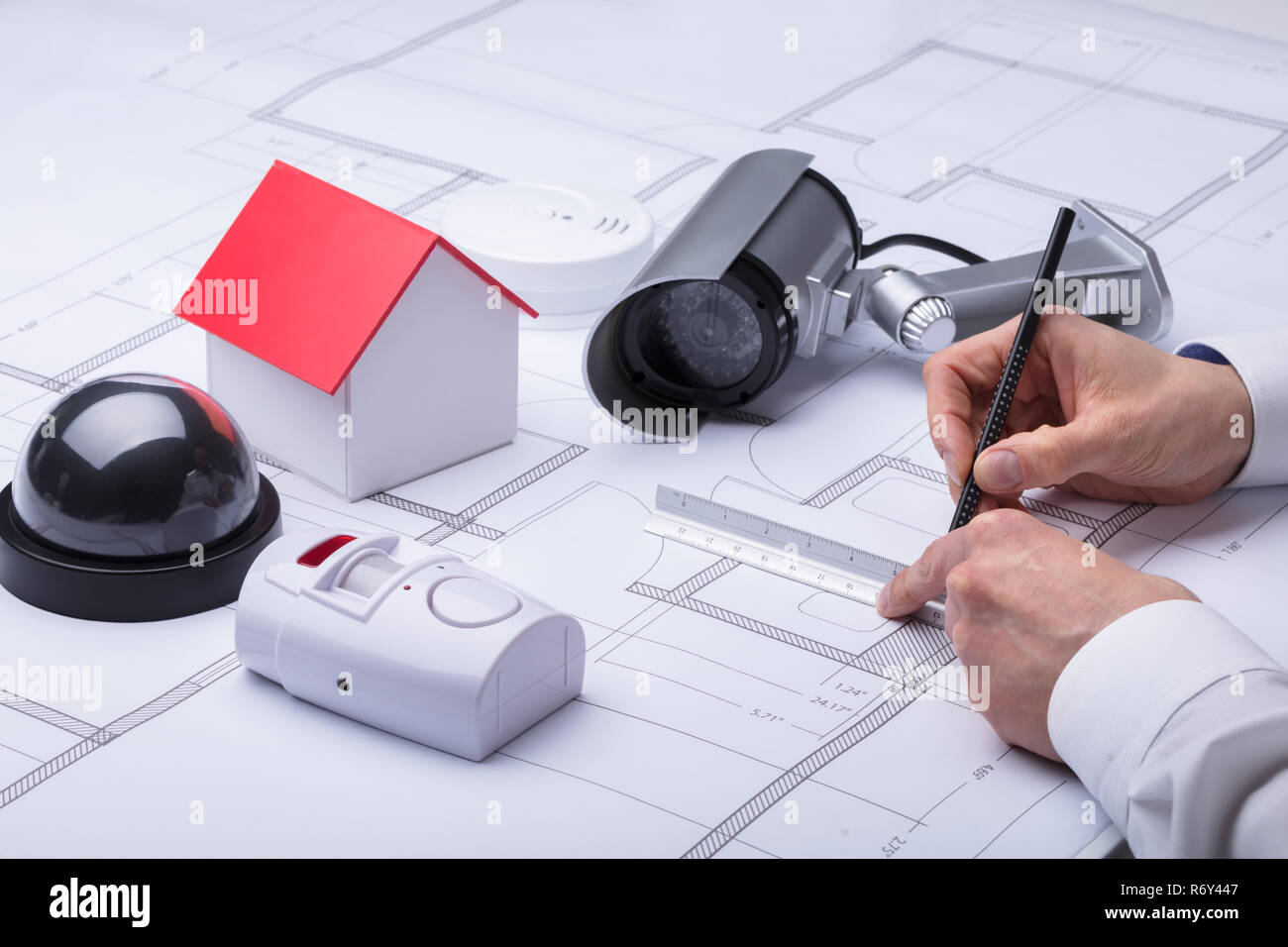 Close-up Of An Architect's Hand Drawing Blueprint Stock Photo - Alamy