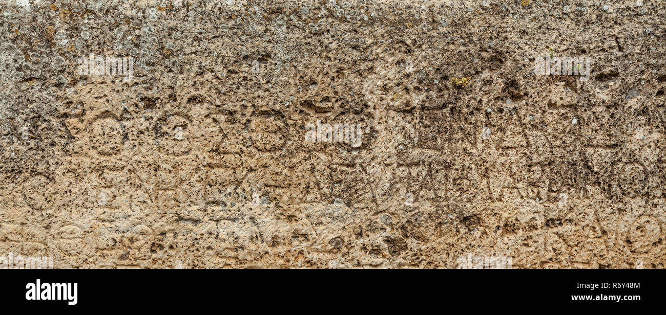 Stone plate with inscriptions in ancient city Hierapolis Stock Photo ...