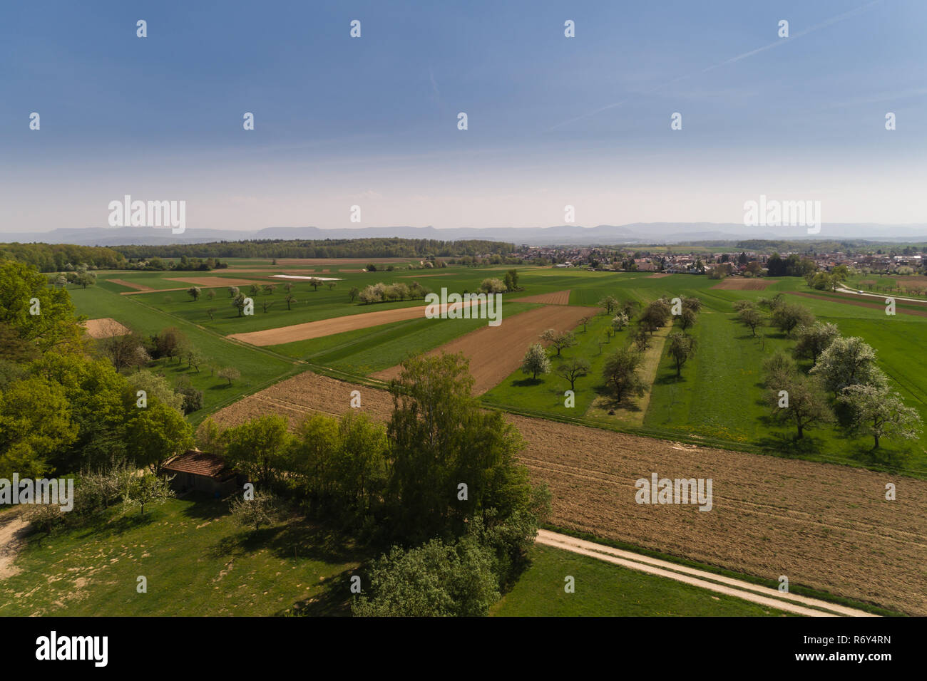 aerial view filder area with a view to wolfschlugen Stock Photo - Alamy