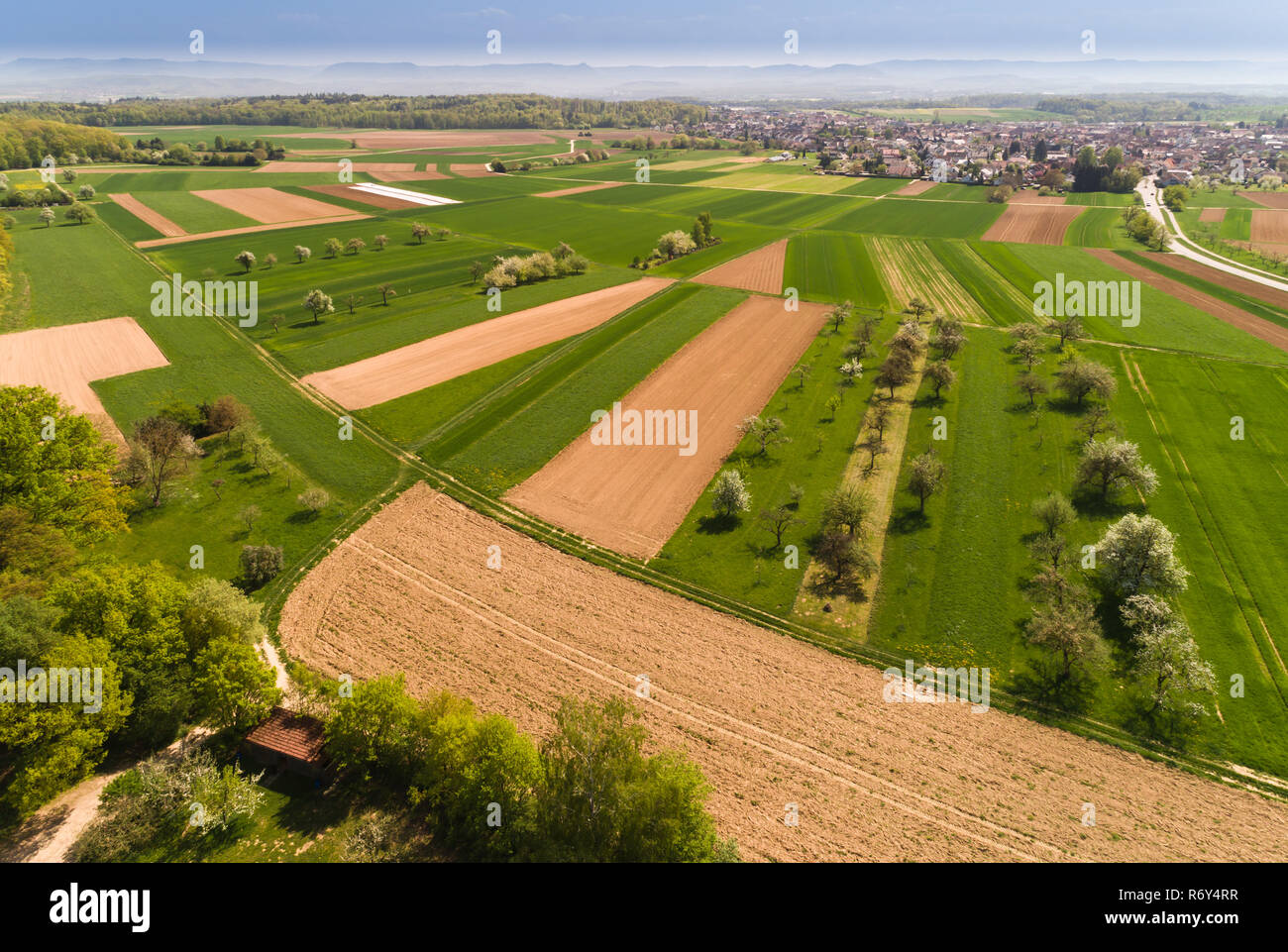 aerial view filder area with a view to wolfschlugen Stock Photo - Alamy