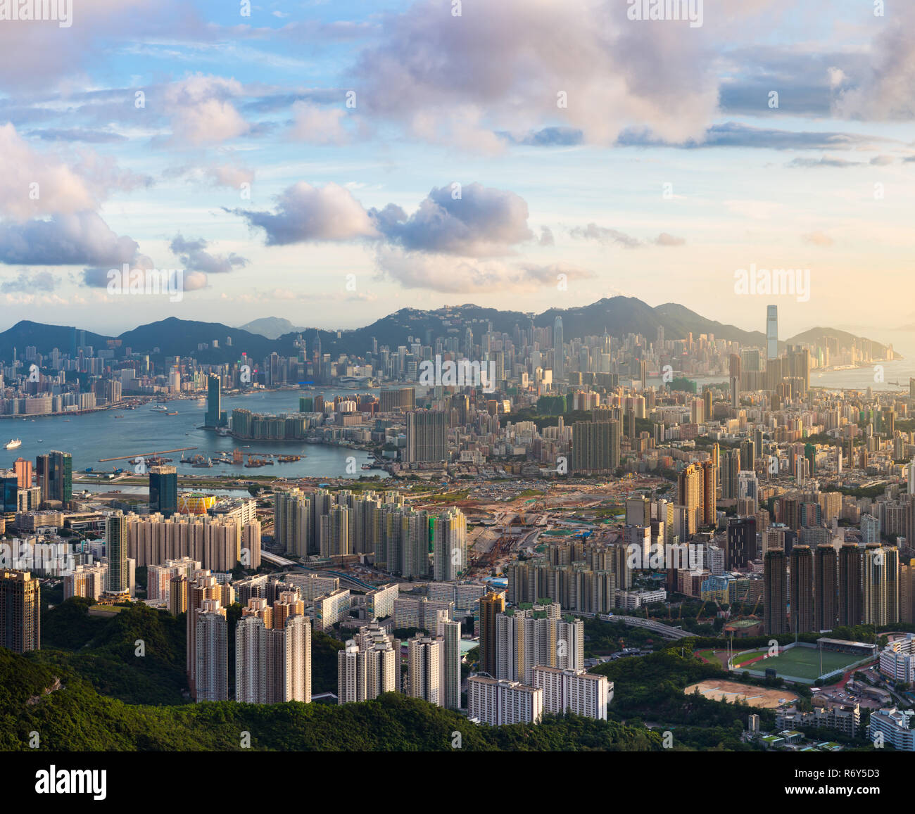 Kowloon View point sunset Stock Photo - Alamy
