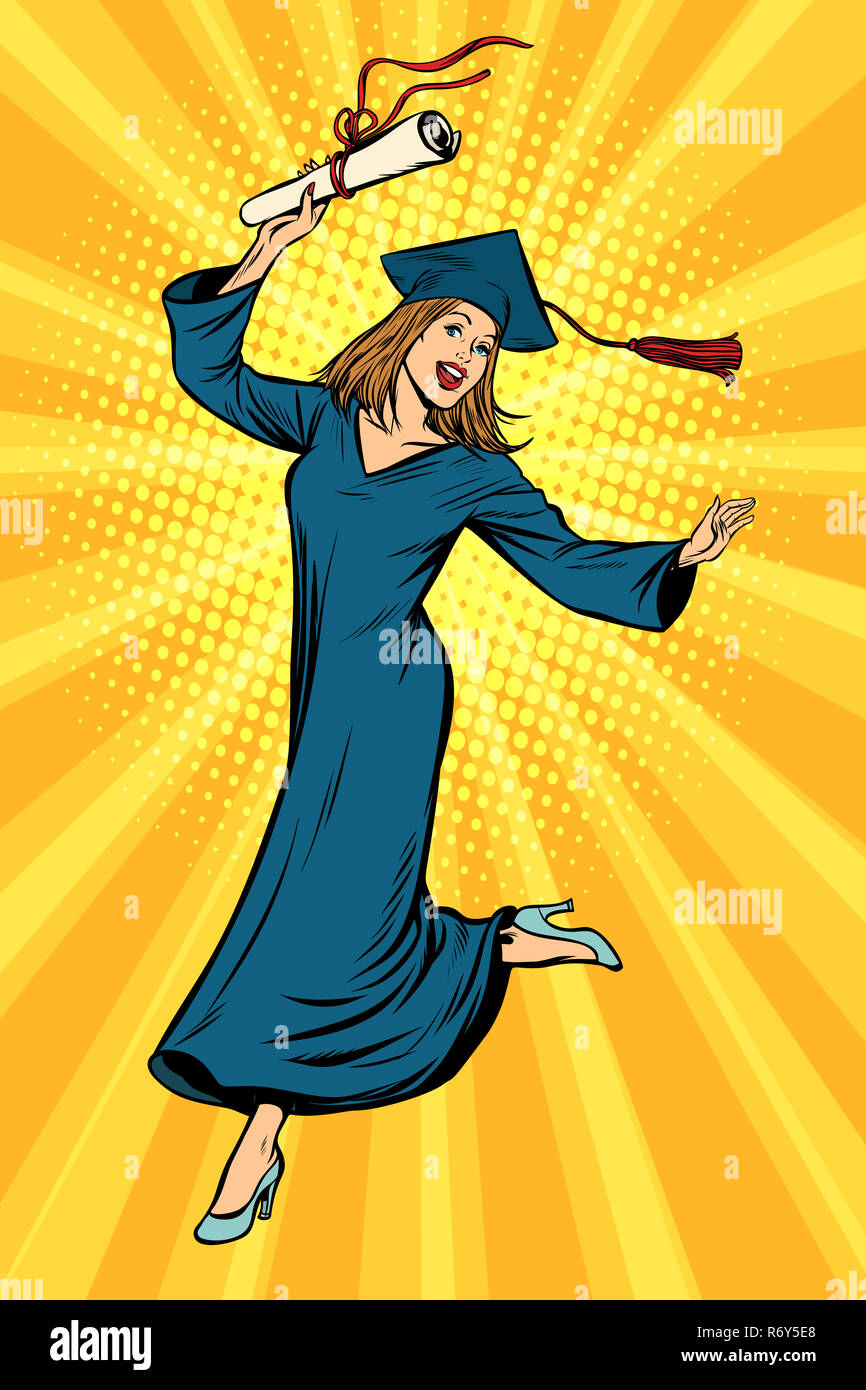 Cartoon graduate woman graduation gown hi-res stock photography and ...