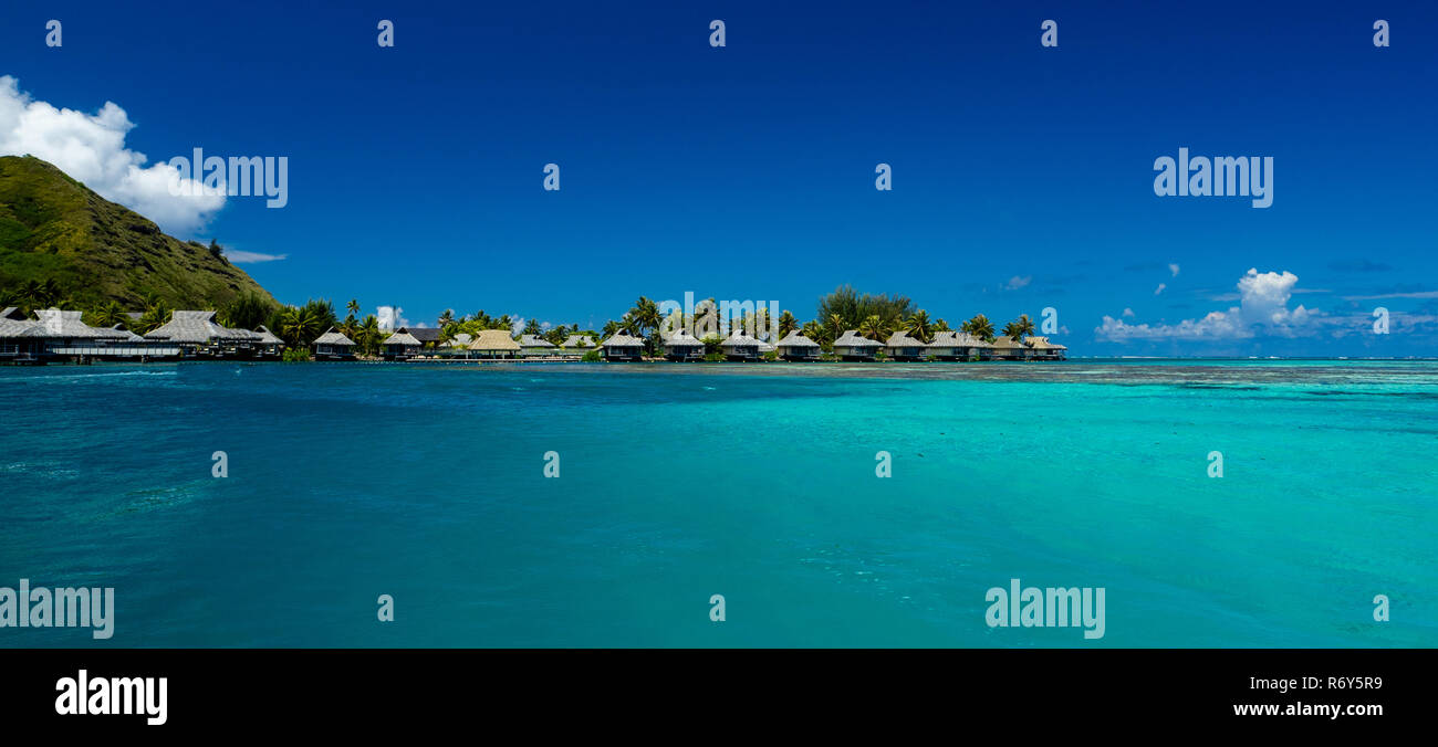 Over Water Cabanas in Moorea, French Polynesia Stock Photo - Alamy
