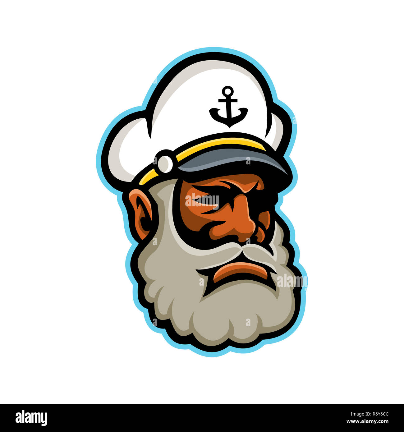 Black Sea Captain or Skipper Mascot Stock Photo - Alamy