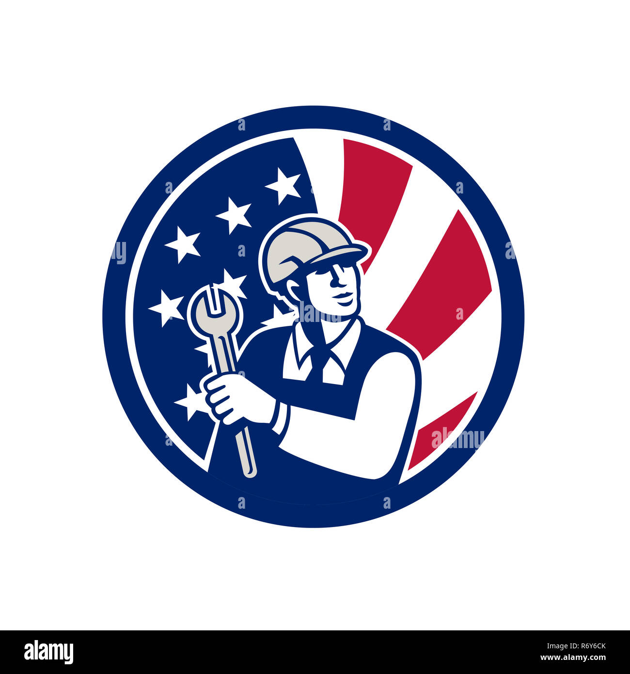 American Engineer USA Flag Icon Stock Photo - Alamy
