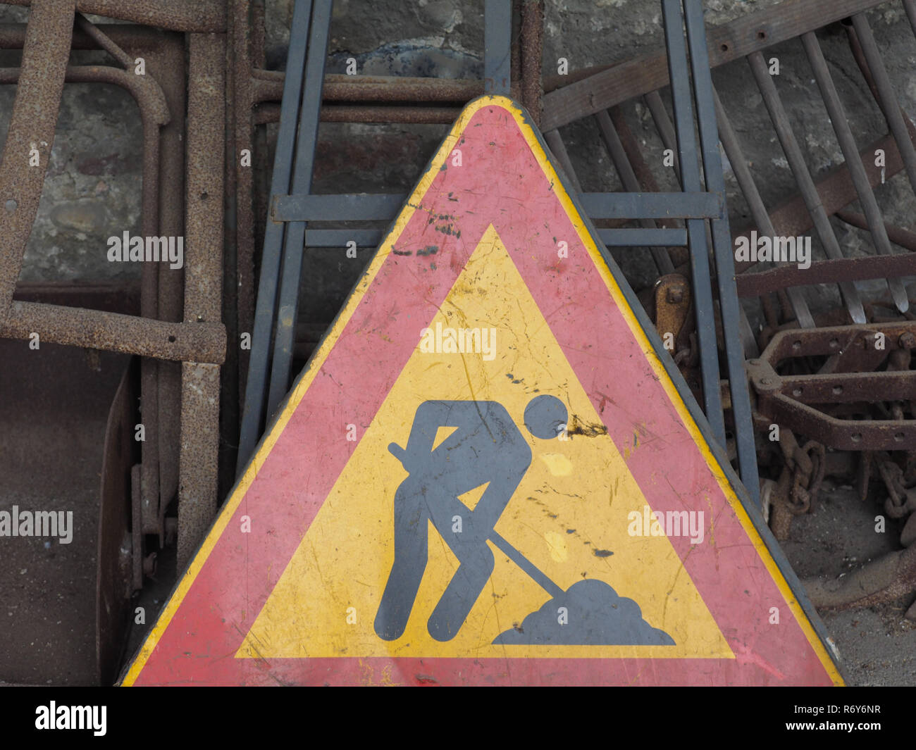 road works sign Stock Photo - Alamy